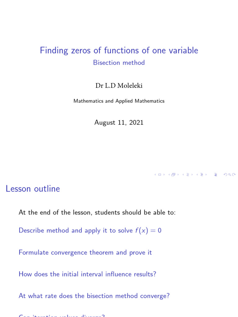 Lecture Slides - Bisection Method | PDF | Mathematical Analysis | Mathematical Logic