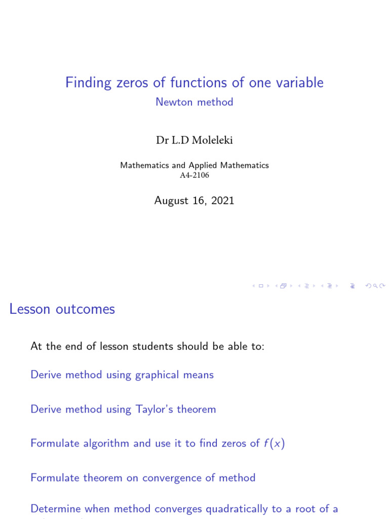 Lecture Slides - Newton's Method | PDF | Mathematical Analysis ...