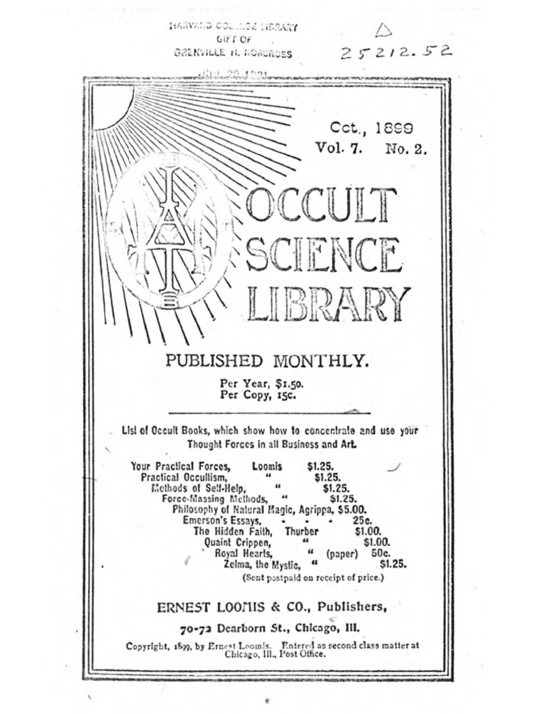 Occult Science Library v7 n2 Oct 1899 | PDF