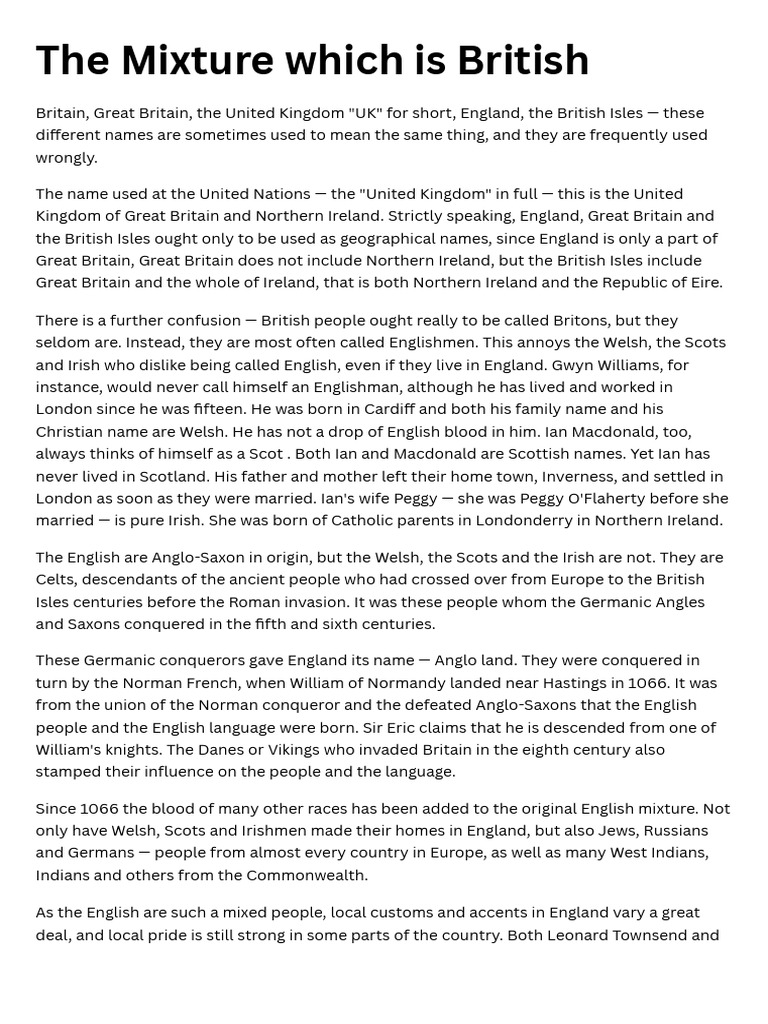 The Mixture Which Is British | PDF | Scottish Highlands | Scotland