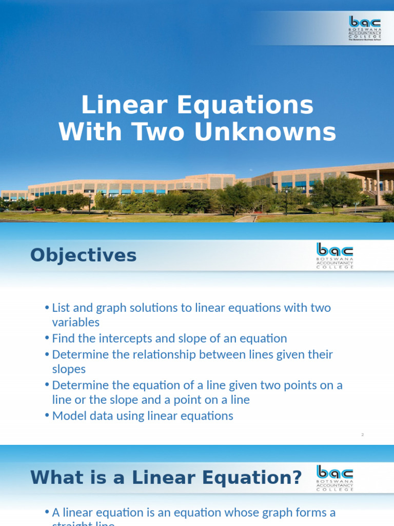 Session 2 - Linear Equations With Two Unknowns | PDF | Equations ...