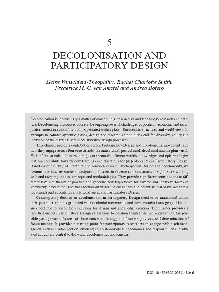 Decolonisation and Participatory Design | PDF | Postcolonialism ...