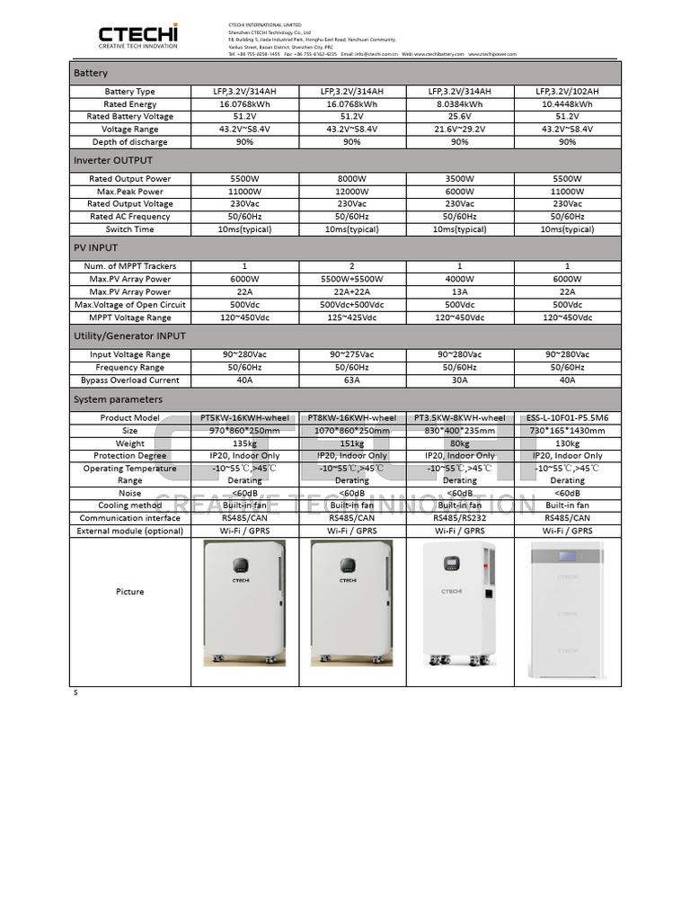 CTECHI Battery Specifications Overview | PDF | Manufactured Goods ...