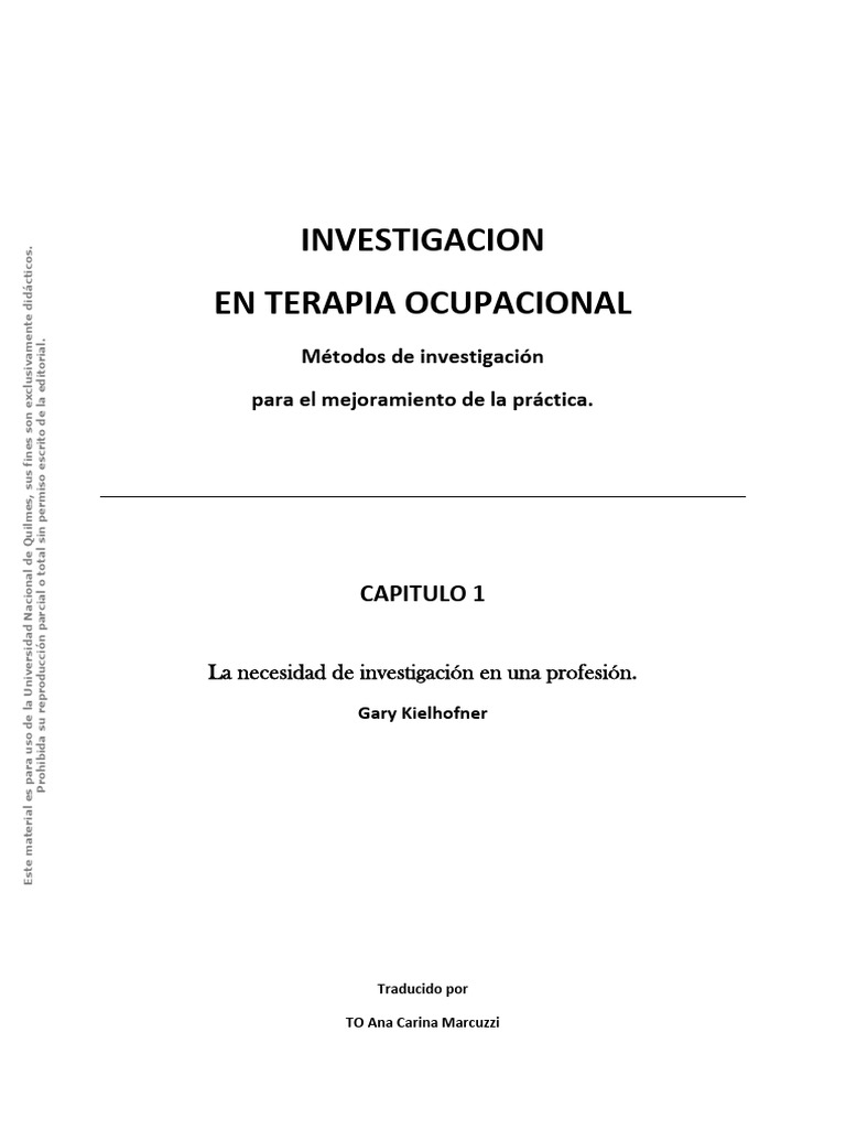 ITO Kielhofner Unidad 1 | PDF | Teoría | Terapia ocupacional