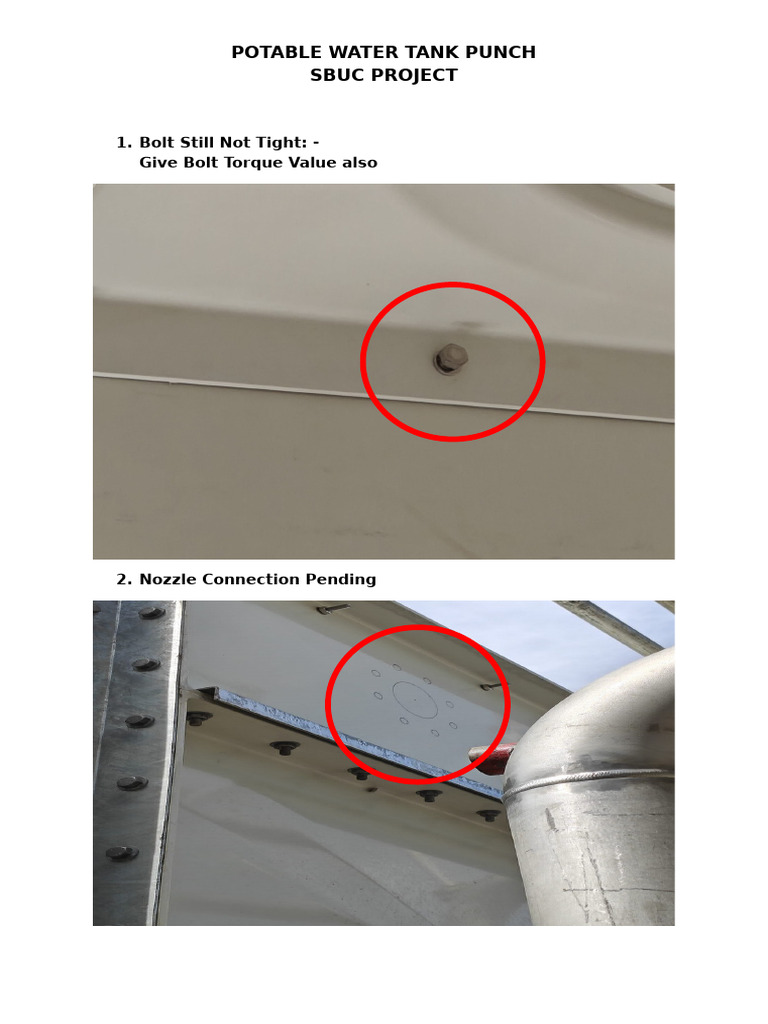 Potable Tank Punch List | PDF