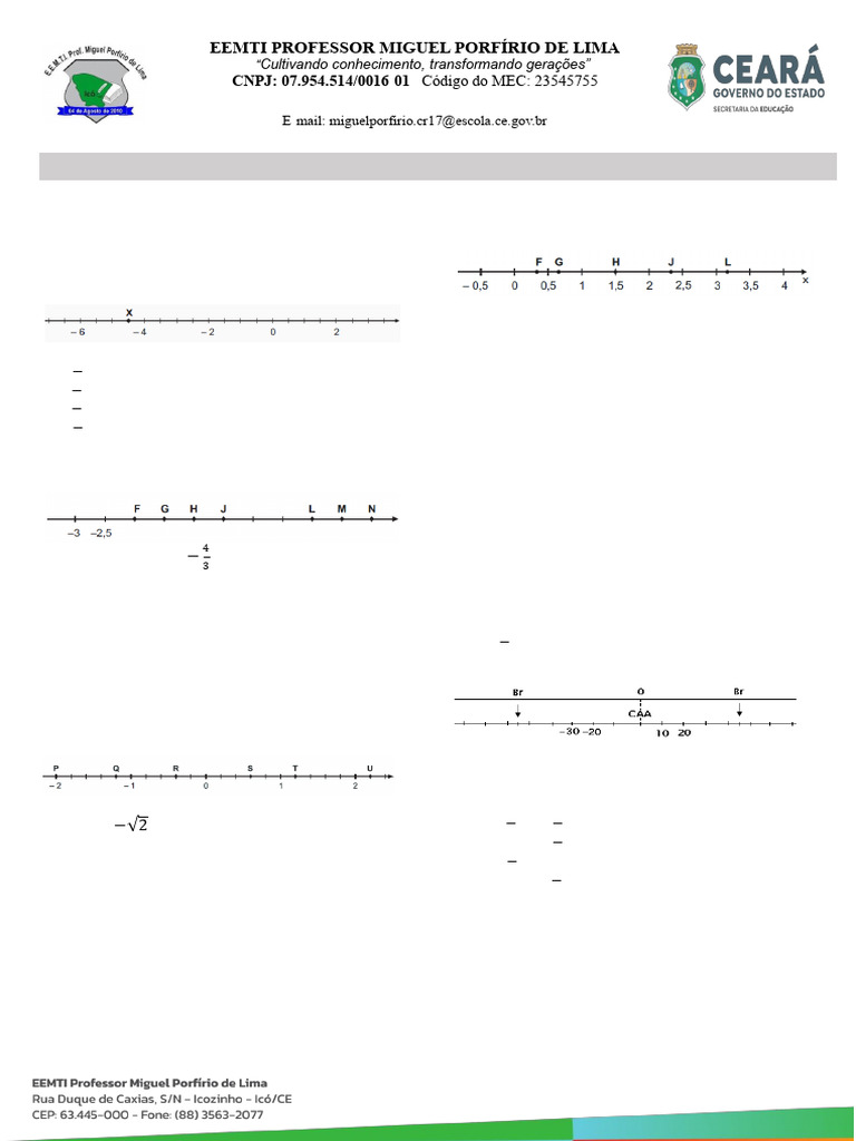Questões de Matemática em Reta Numérica | PDF | Linha (Geometria ...