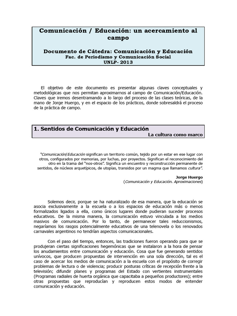 Comunicacic3b3n y Educacic3b3n Un Acercamiento Al Campo 2 | PDF ...