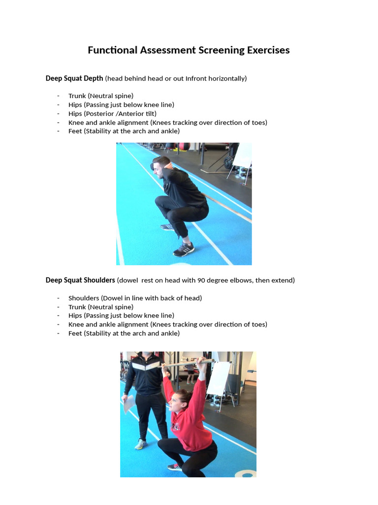 Functional Assessment Screening Exercises | PDF | Anatomical Terms Of Motion | Knee