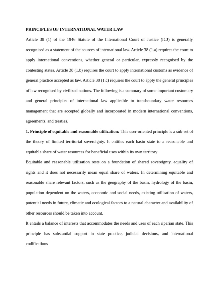 Principles of International Water Law | PDF | International Law | Justice