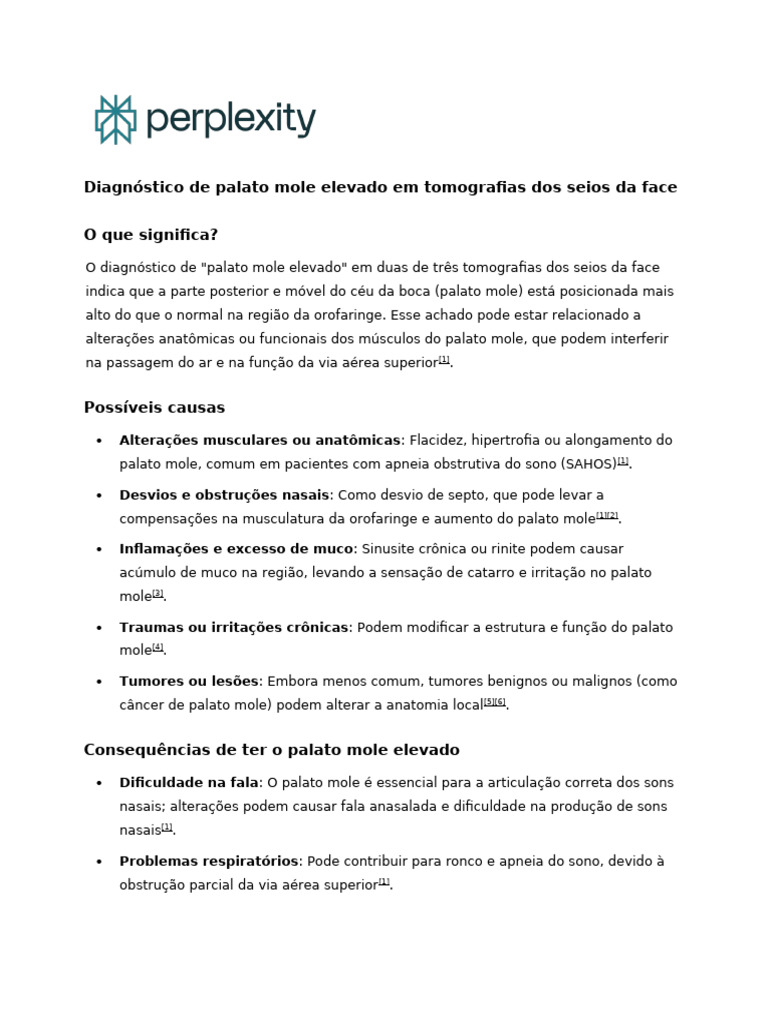 Diagnóstico de Palato Mole Elevado | PDF | Ronco | Doenças e distúrbios ...