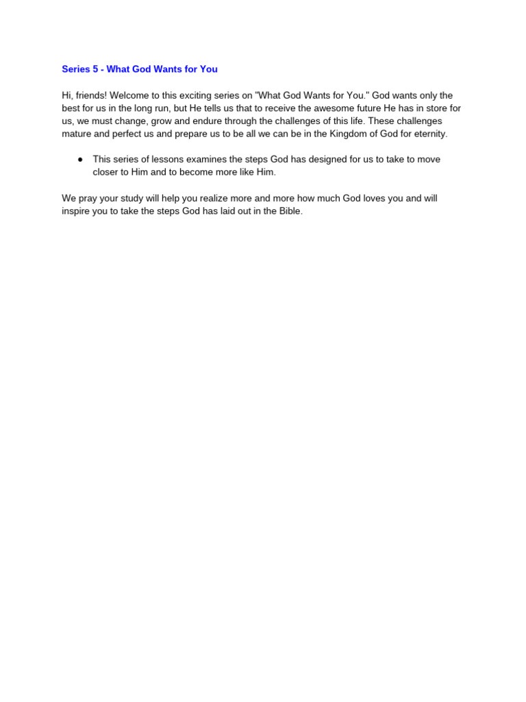 Series 5 - What God Wants For You | PDF
