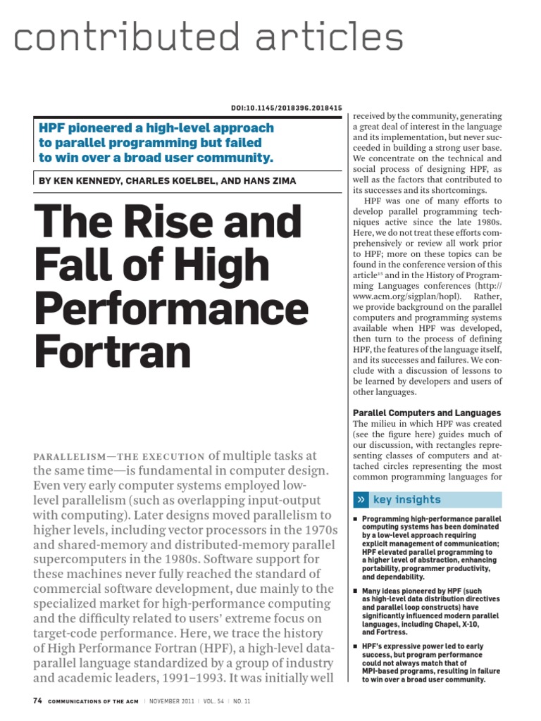 The Rise And Fall Of High Performance Fortran Pdf Parallel Computing Message Passing Interface