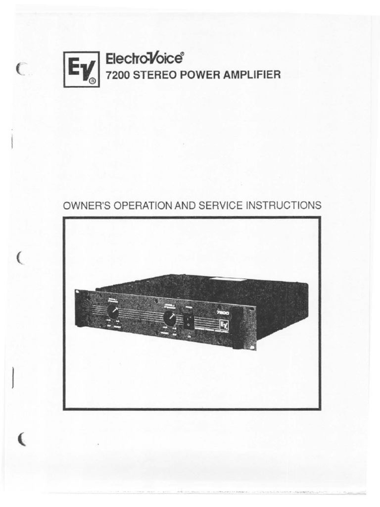 Electro-Voice 7200 Stereo Power-Amplifier Instructions SCH | PDF