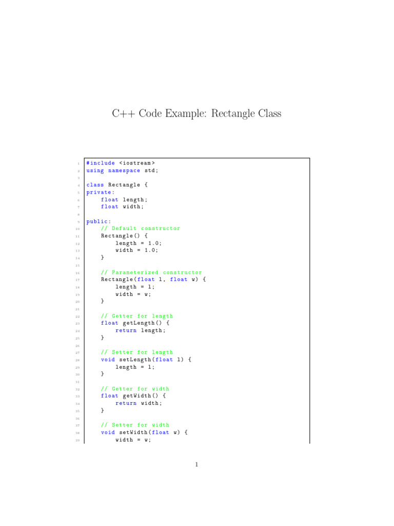 Example - Rectangle Class | PDF