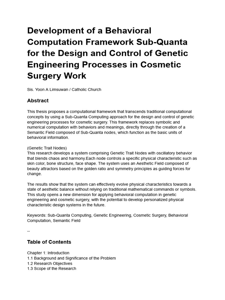 Development of A Behavioral Computation Framework Sub-Quanta For The ...