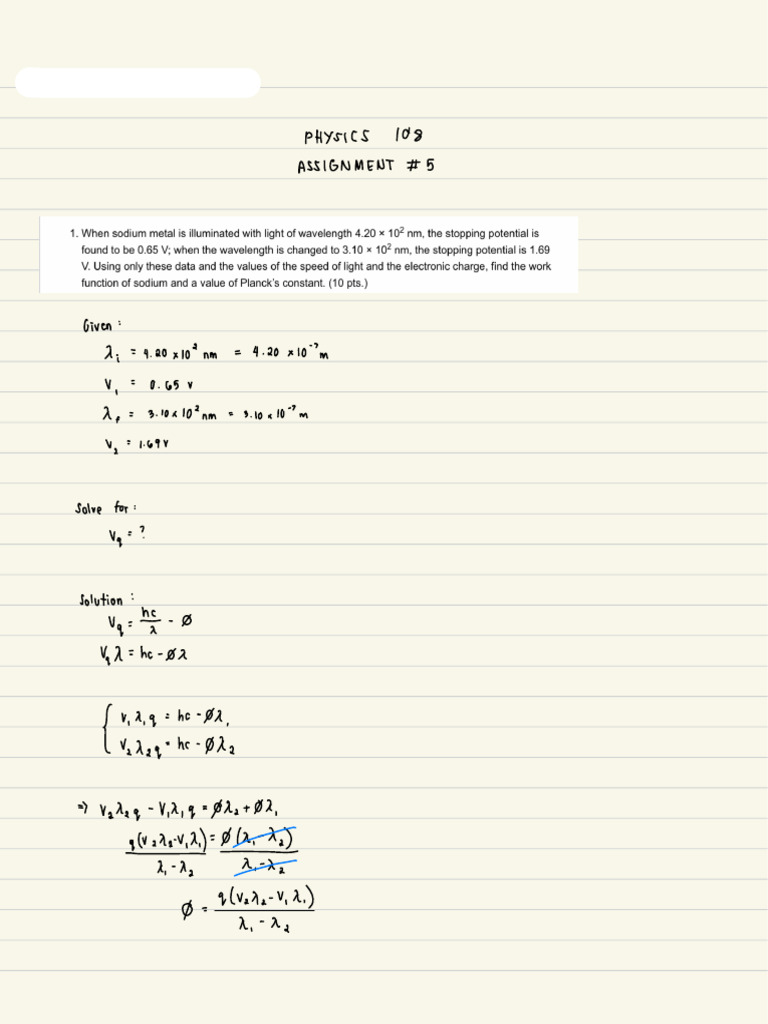 Physics Assignment 5 Solutions | PDF