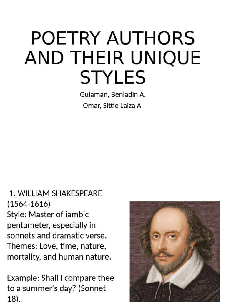 Poetry Authors Group 6 | PDF | Poetry