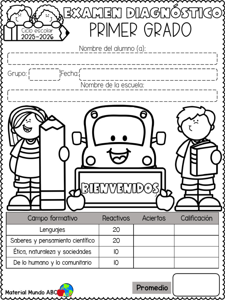 Examen Diagnóstico Primer Grado 2025-2026 | PDF