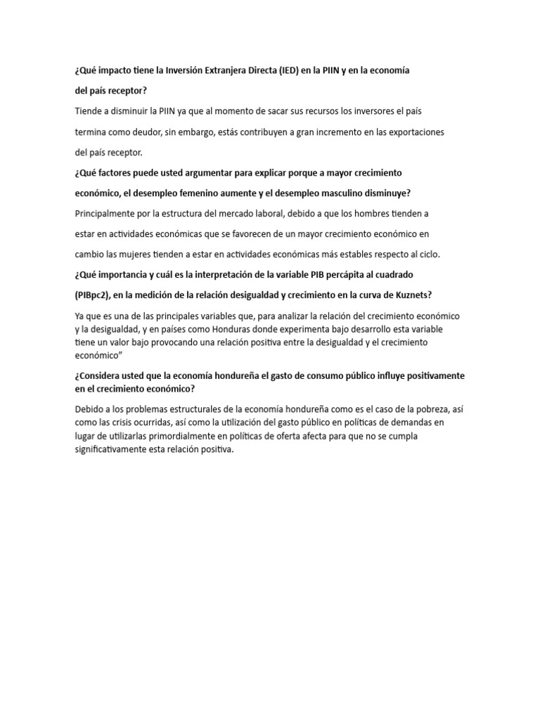 Qué Impacto Tiene La Inversión Extranjera Directa | PDF