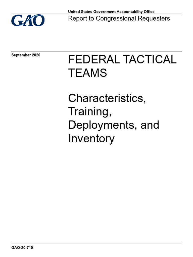 Federal Tactical Team Firearms GAO | PDF | Swat | Audit