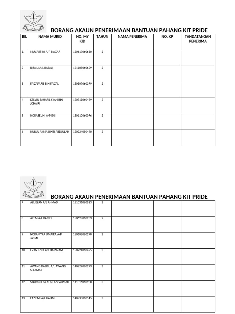 Borang Akuan Pahang Pride | PDF | Malaysia | Onomastics