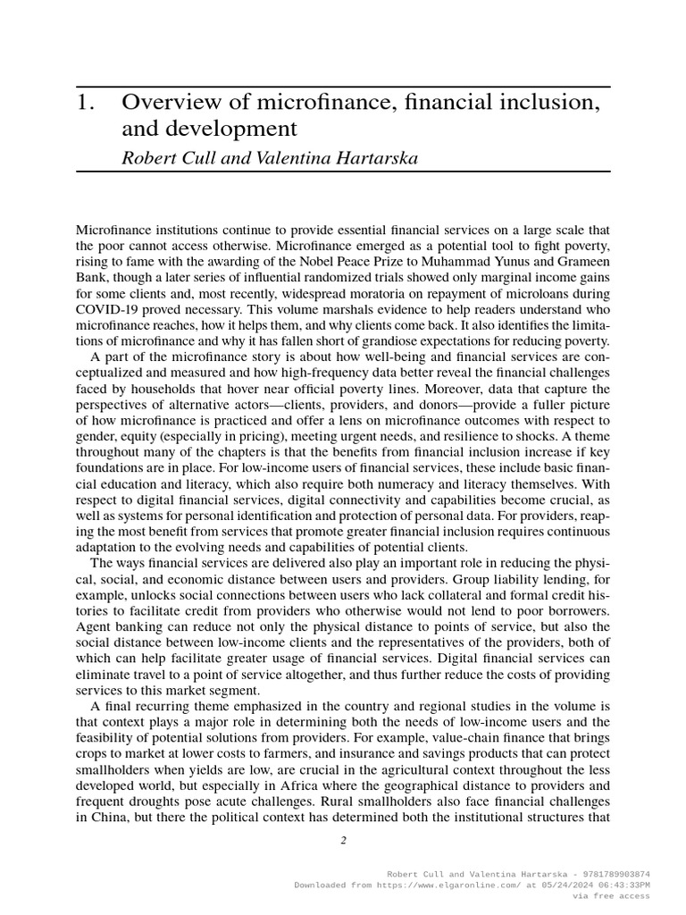 Overview of Microfinance Financial Inclu | PDF | Microfinance | Loans