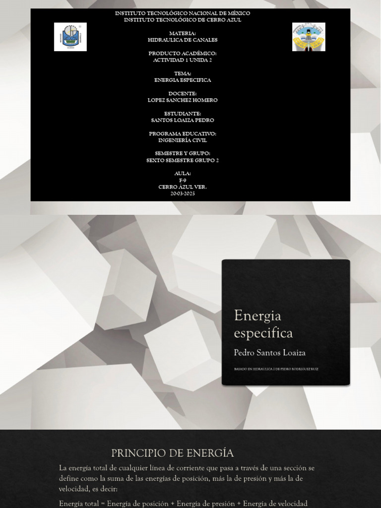 Energía Específica en Canales Hidráulicos | PDF | Sistema de ...