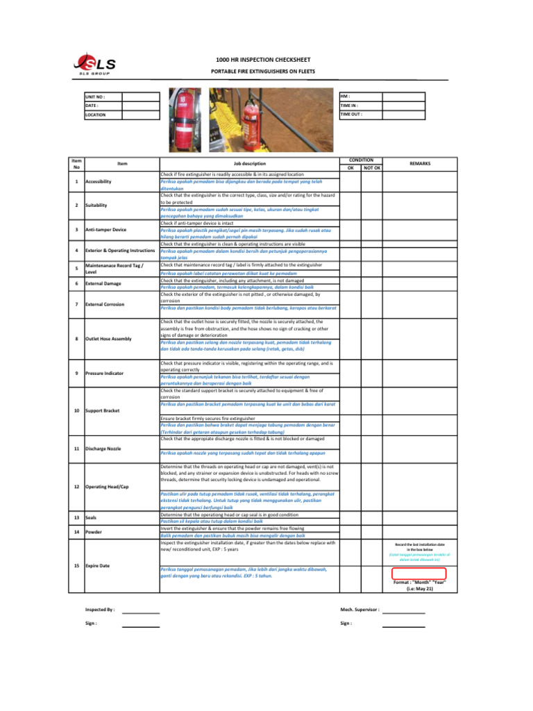 SLS-Is-2021-11 Inspection Sheet Portable Fire Extinguisher Every ...