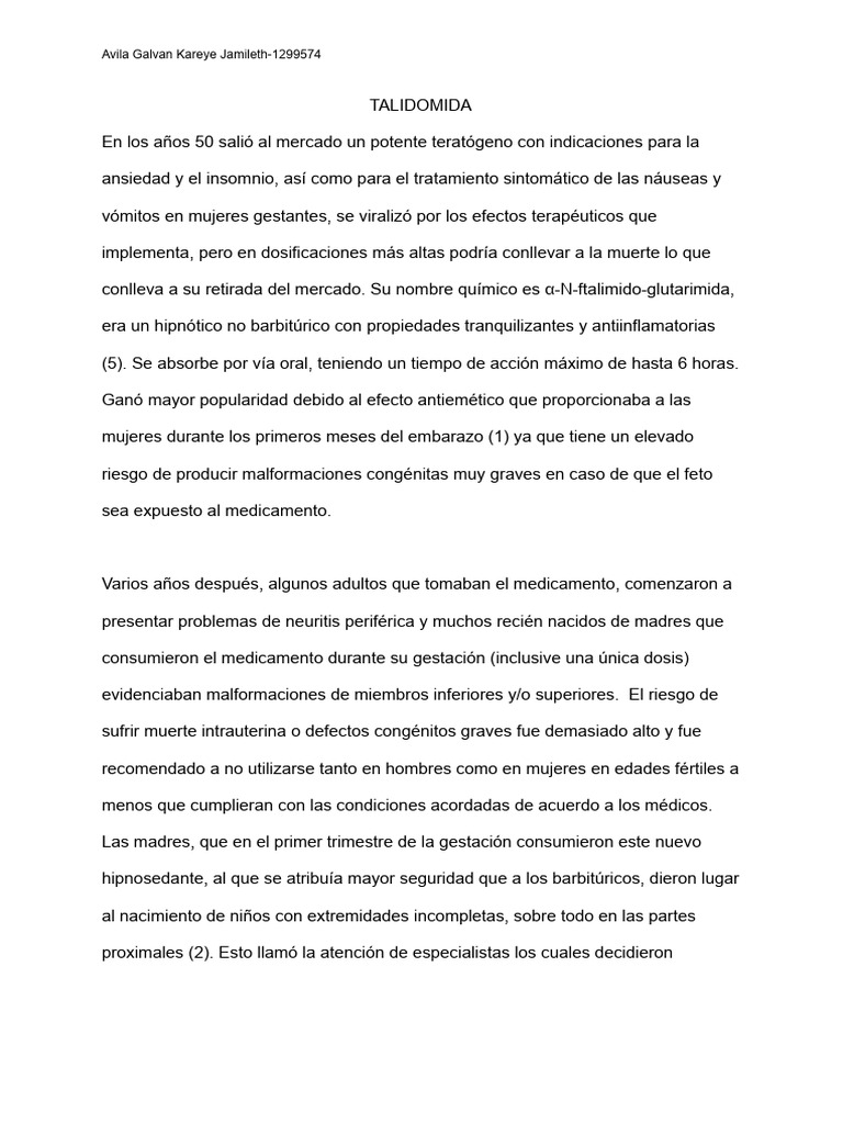 TALIDOMIDA | PDF | El embarazo | Enfermedades y trastornos humanos