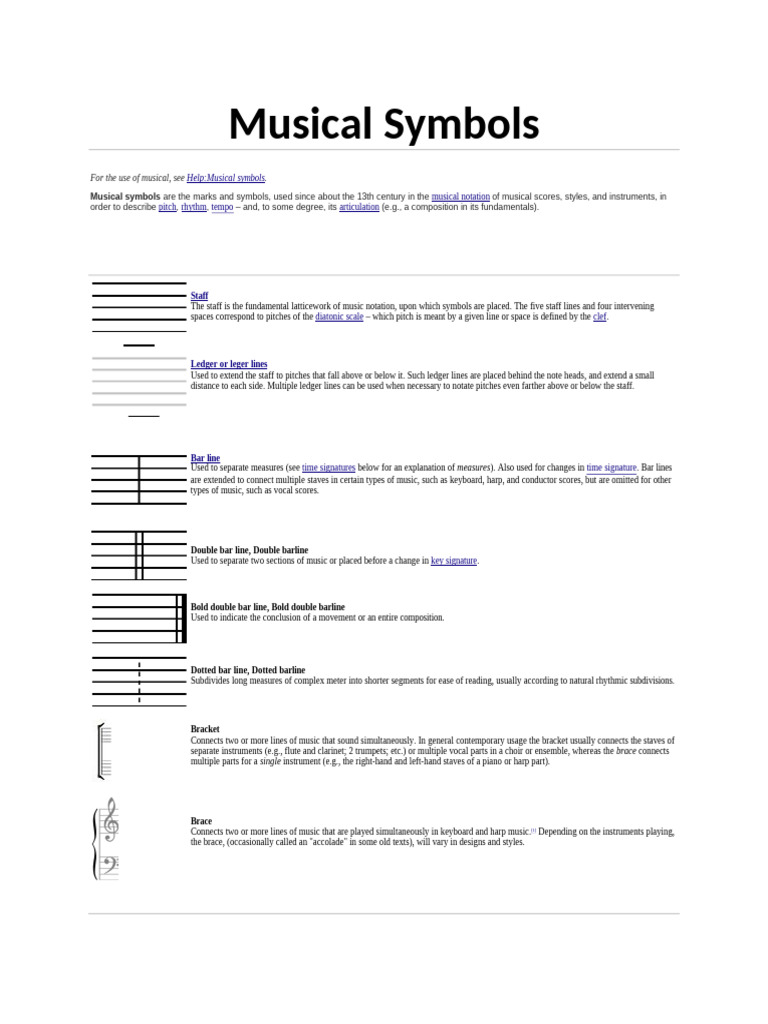 Overview of Music Notation Symbols | PDF | Clef | Musical Compositions