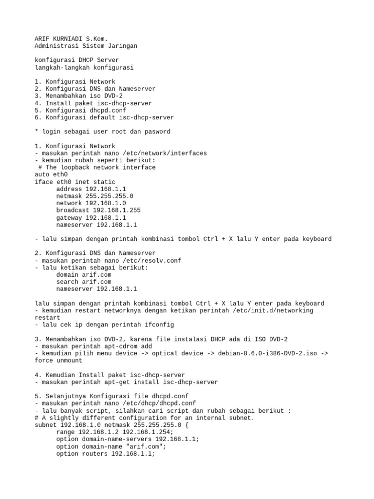 konfigurasi DHCP Server | PDF