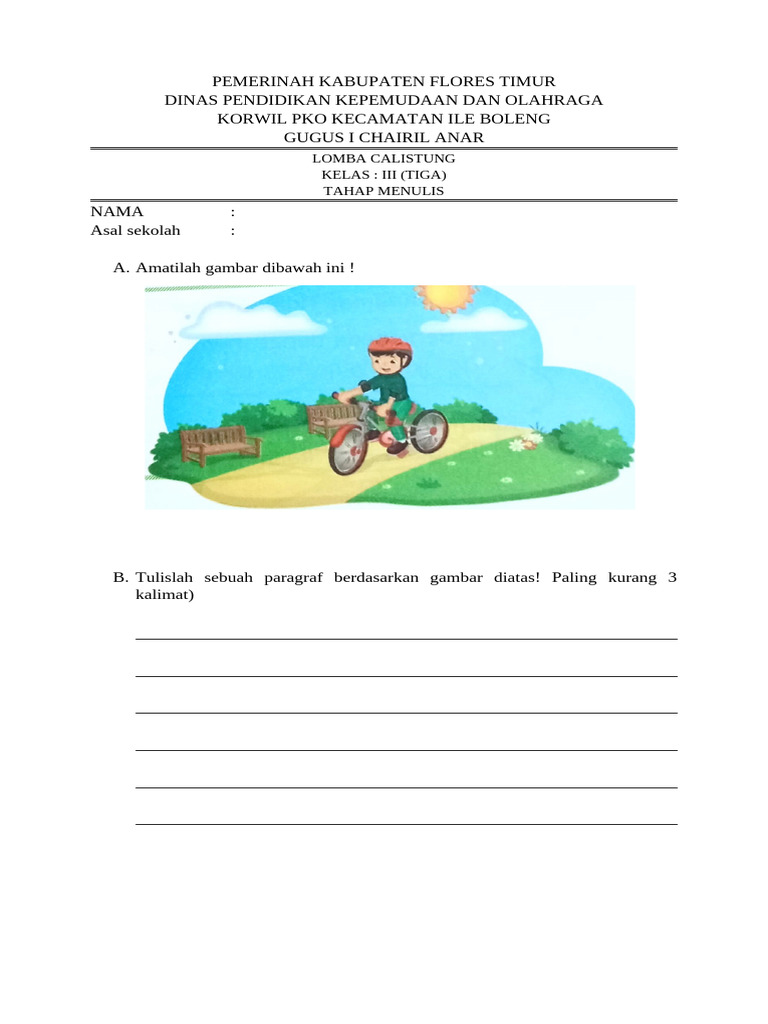 Lomba Calistung Kelas III: Menulis Paragraf | PDF