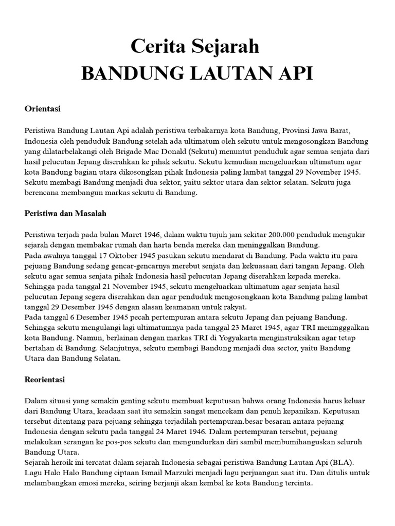 Sejarah Peristiwa Bandung Lautan Api | PDF