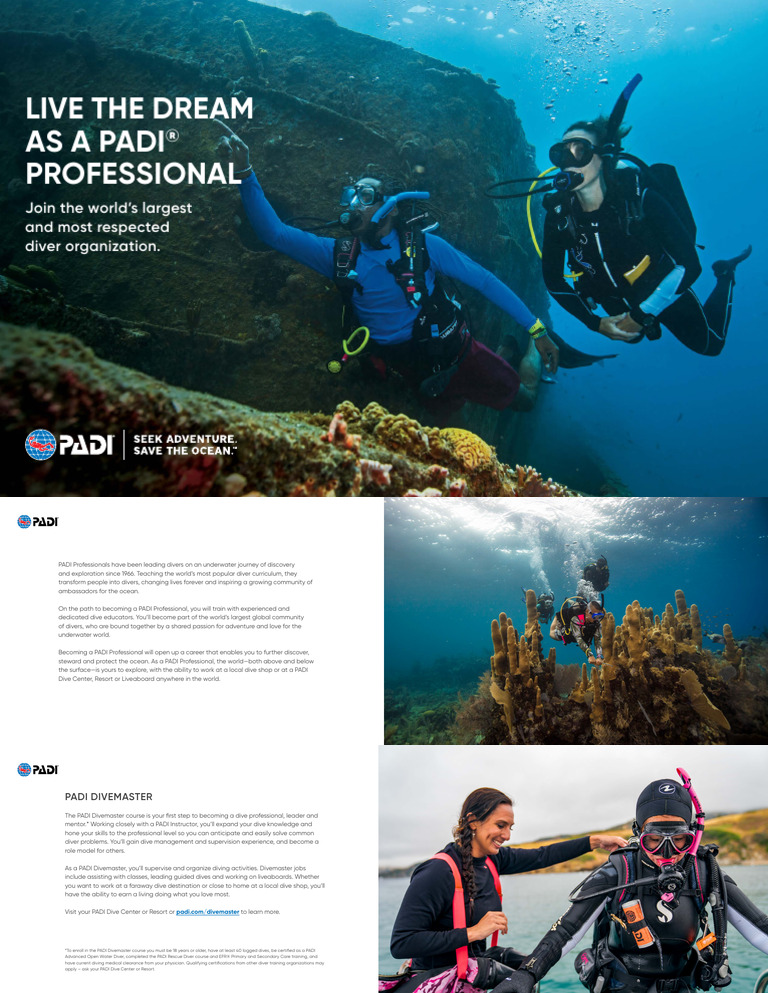Become A PADI Pro Brochure - EN | PDF | Scuba Diving | Underwater Diving