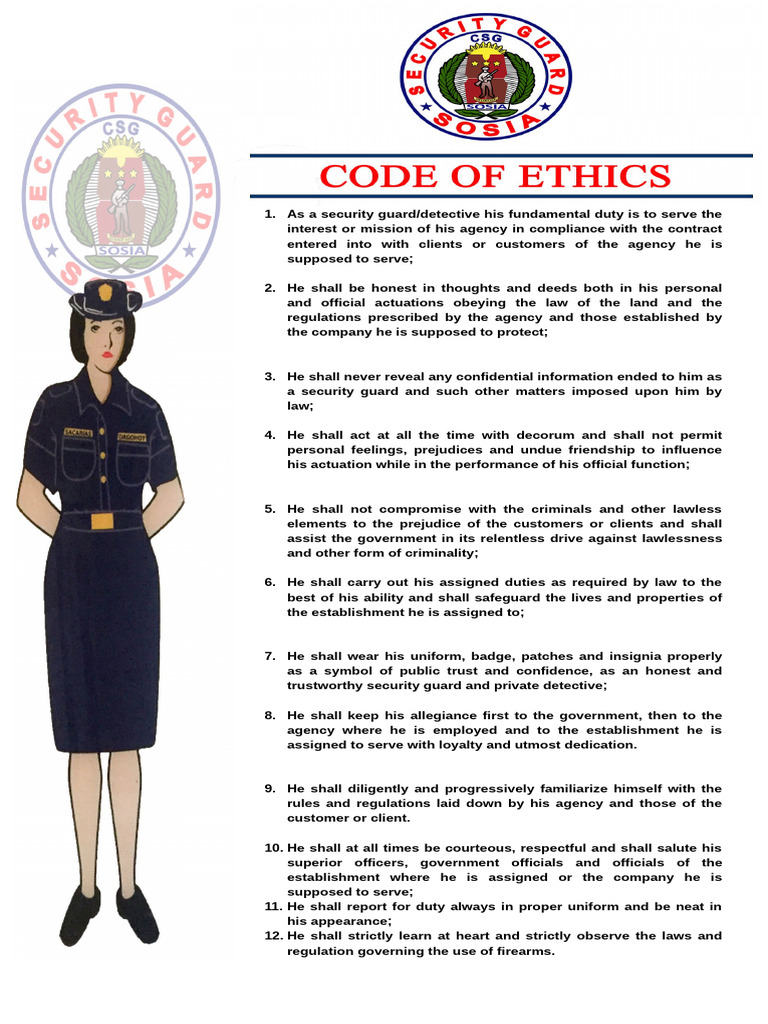 Security Guard Code of Ethics Guide | PDF
