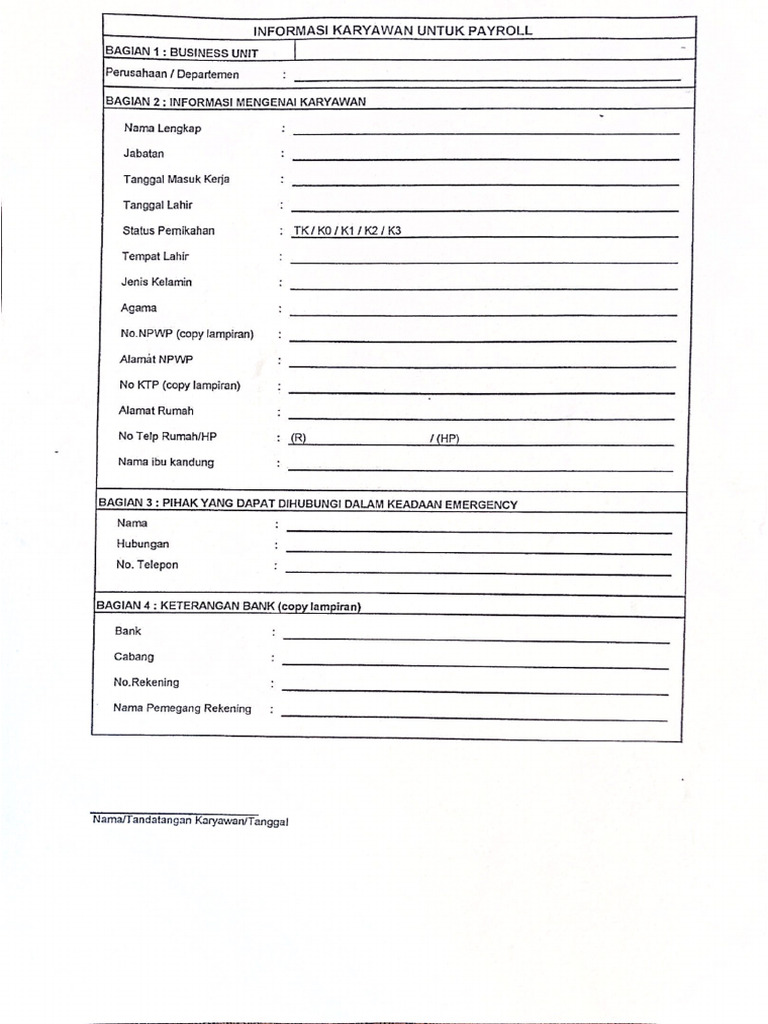 File Kelengkapan Administrasi Karyawan B | PDF