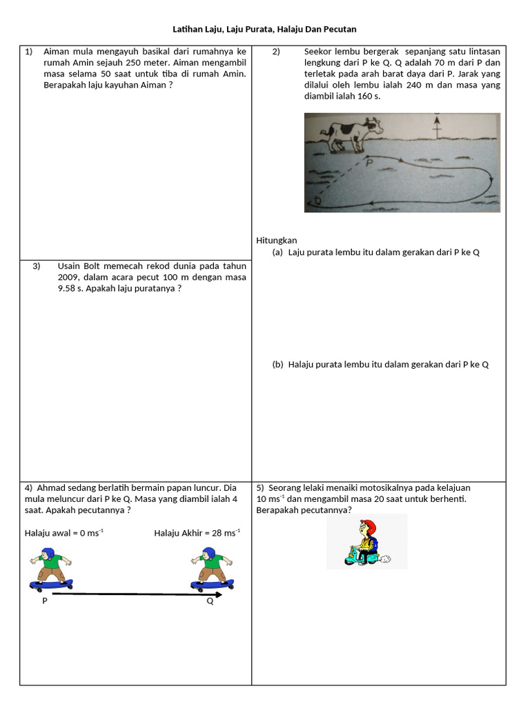 Latihan Laju,Halaju Dan Pecutan | PDF