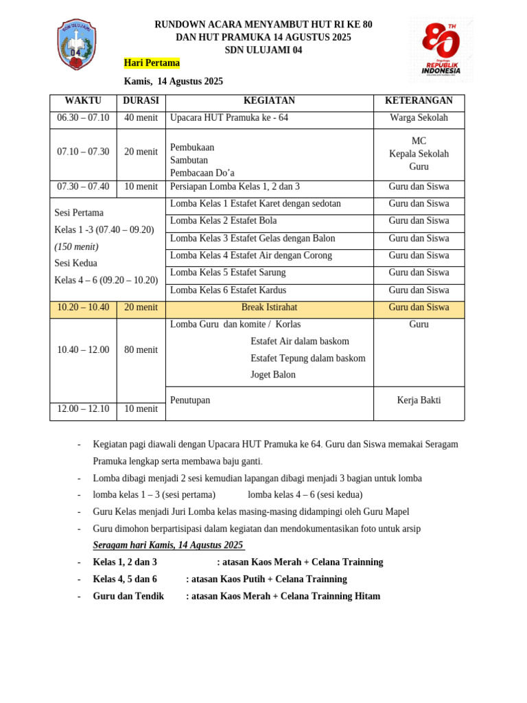 Rundown Lomba 17 Agustus 2025 | PDF
