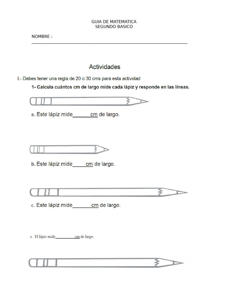 Guia de Matematica Longitud | PDF