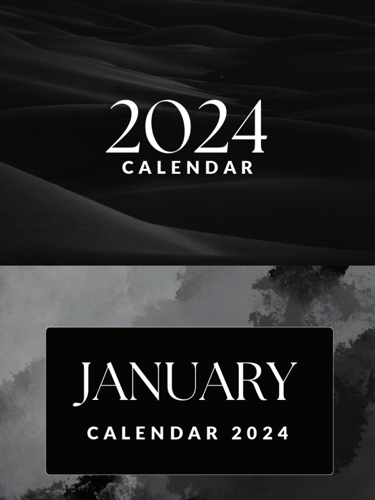 Black and White Modern 2024 Wall Calendar | PDF