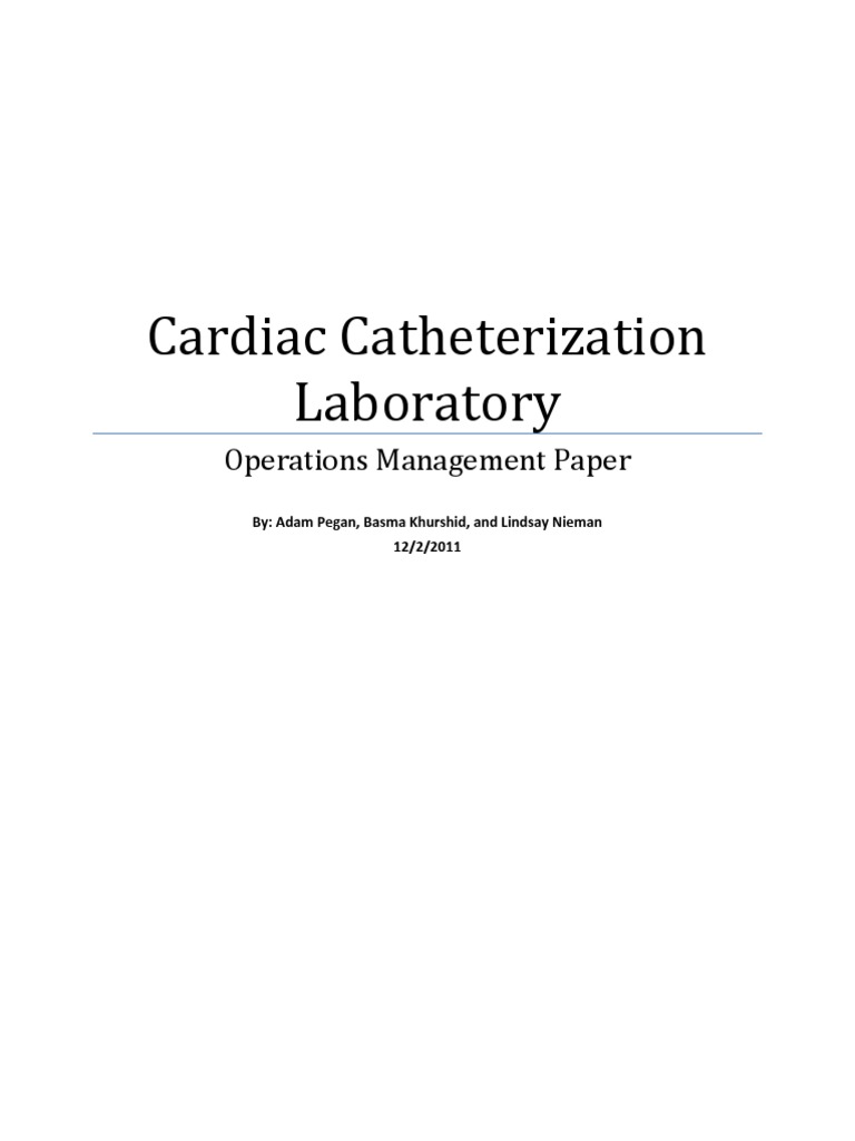 Cath Lab Operations MGMT Paper | PDF | Heart | Catheter