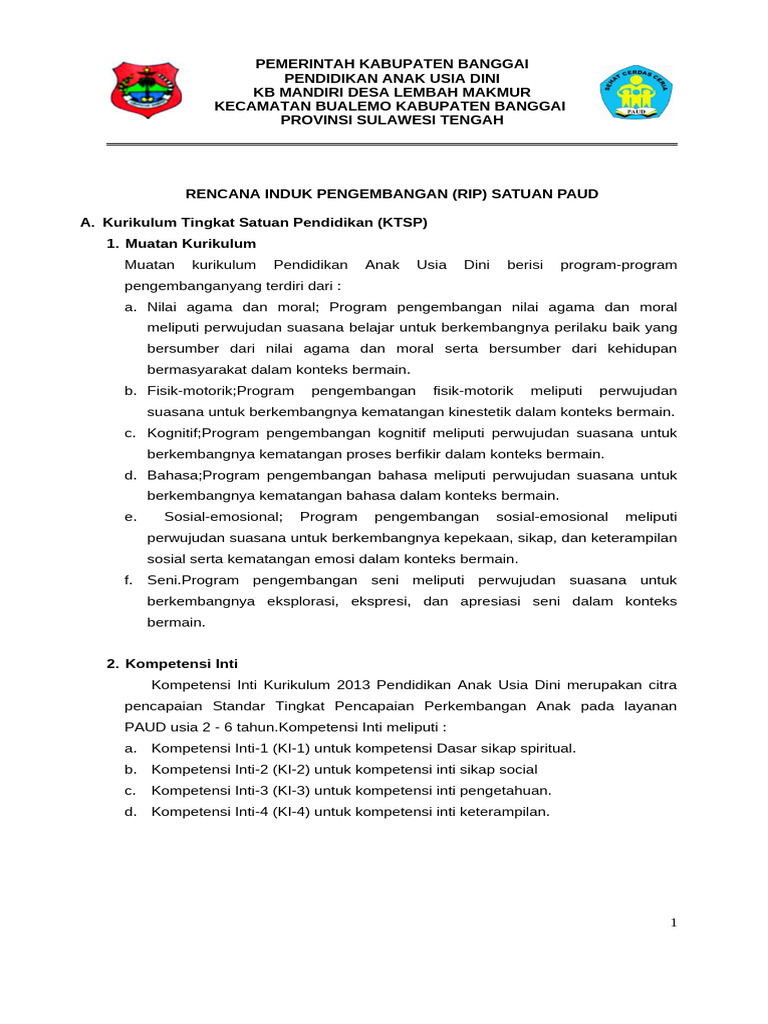 Rips Paud KB Raudatul Atfal | PDF