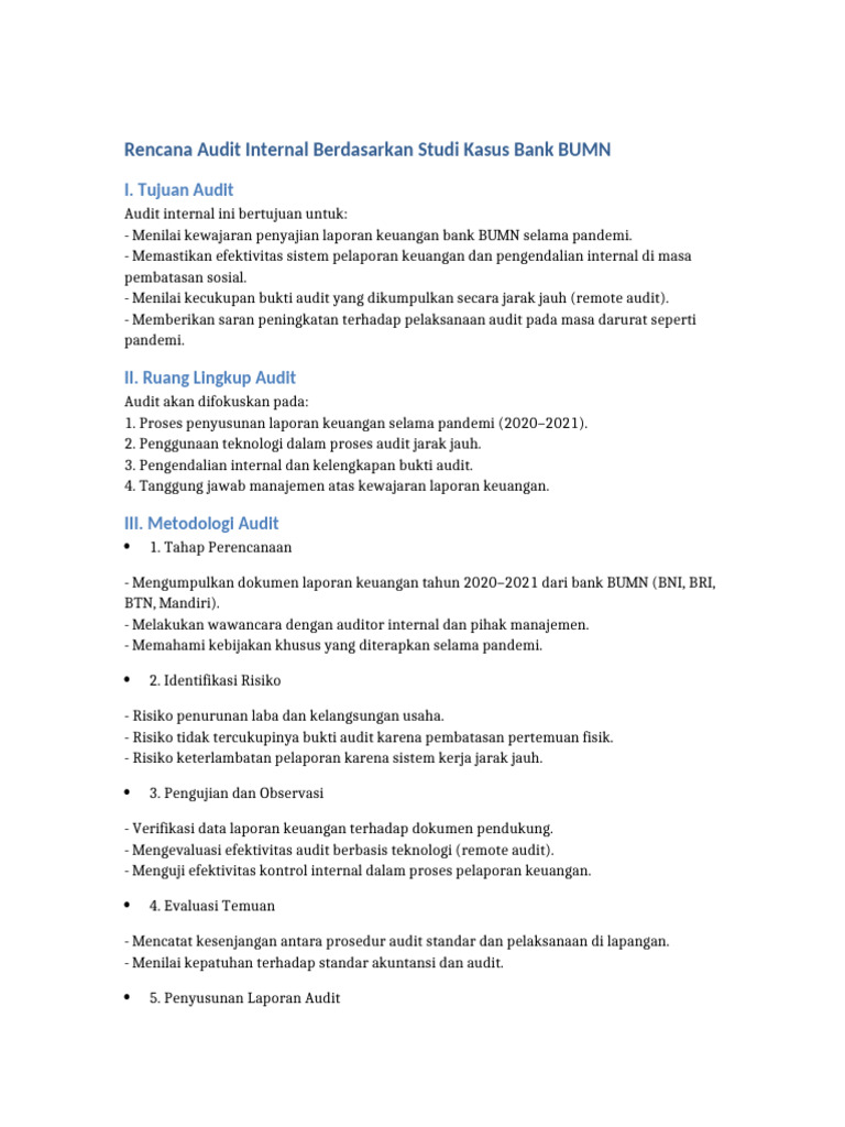 Rencana Audit Internal | PDF