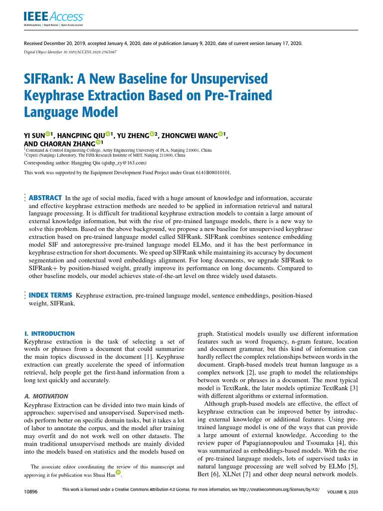 SIFRank A New Baseline For Unsupervised Keyphrase Extraction Based On ...