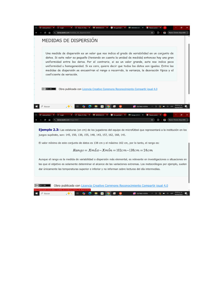 Medidas de Dispercion | PDF