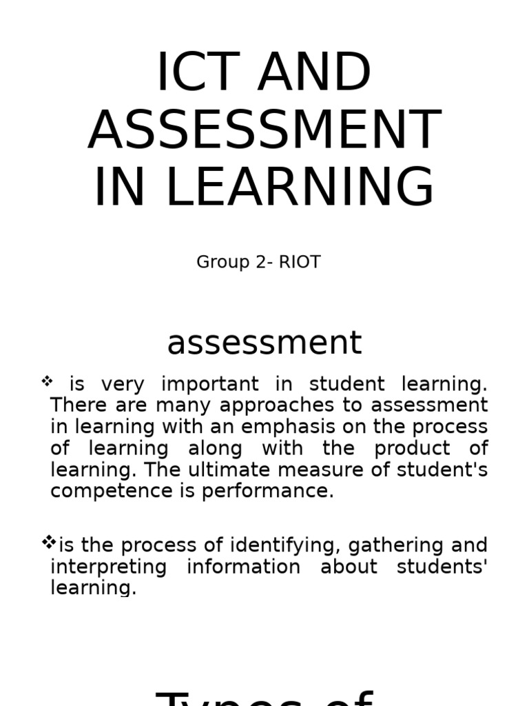ICT's Role in Learning Assessment | PDF | Educational Assessment ...