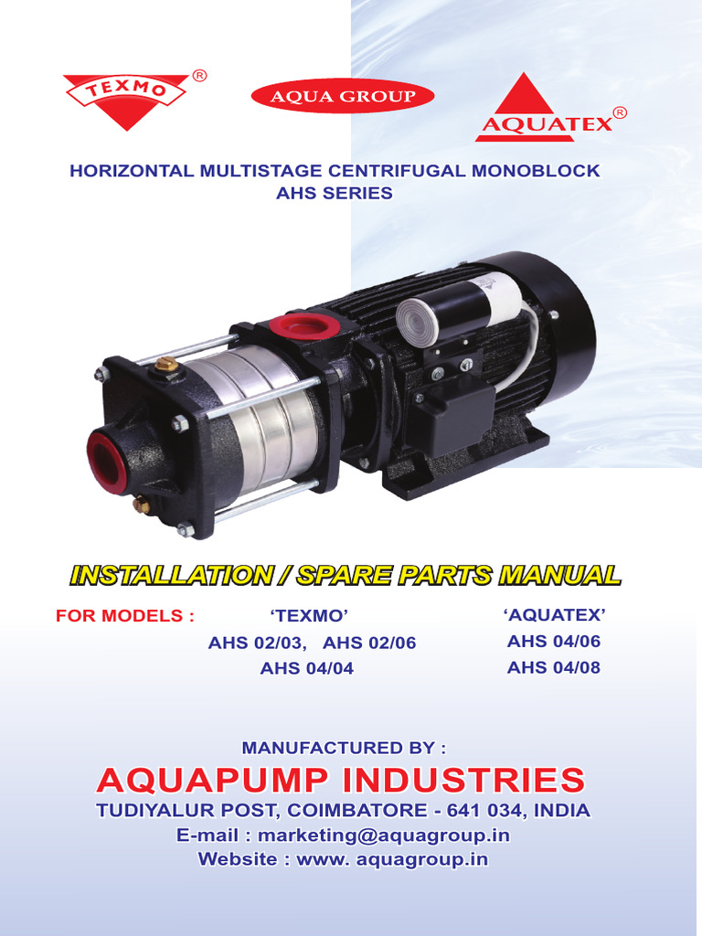 AHS Series Pump Installation Manual | PDF | Pipe (Fluid Conveyance) | Screw