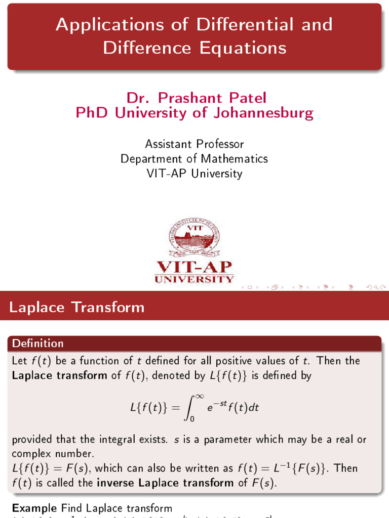 Laplace Transformation | PDF | Subtraction | Differential Calculus