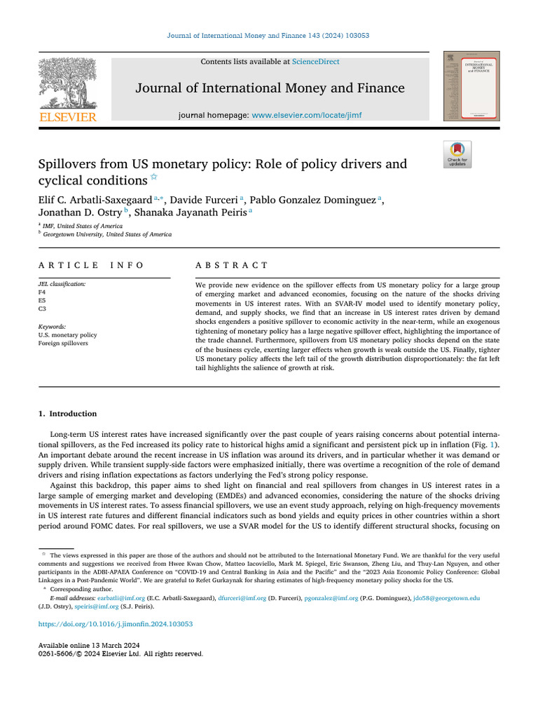 Spillovers From US Monetary Policy - Role of Policy Drivers and Cyclical Conditions | PDF ...