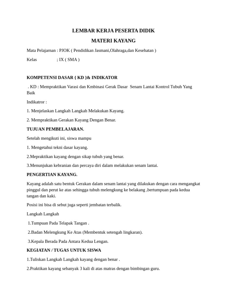 Teknik Kayang dalam Senam Lantai | PDF